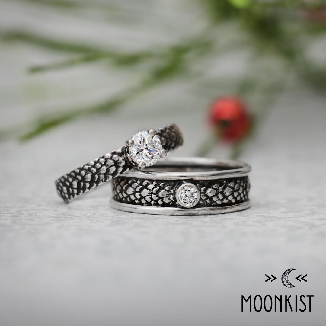 Matching Dragon Scales Rings, Dragon Engagement Rings for Couple ...