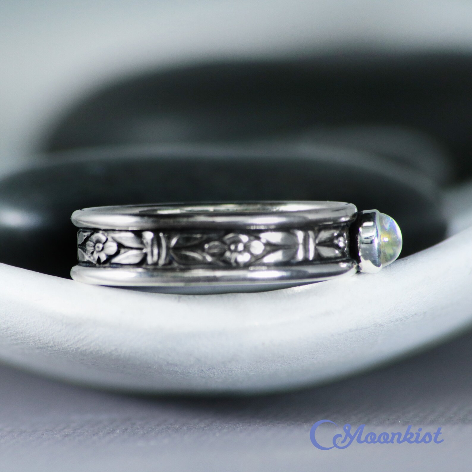 Mens Moonstone Ring Sterling Silver Mens Engagement Ring | Etsy