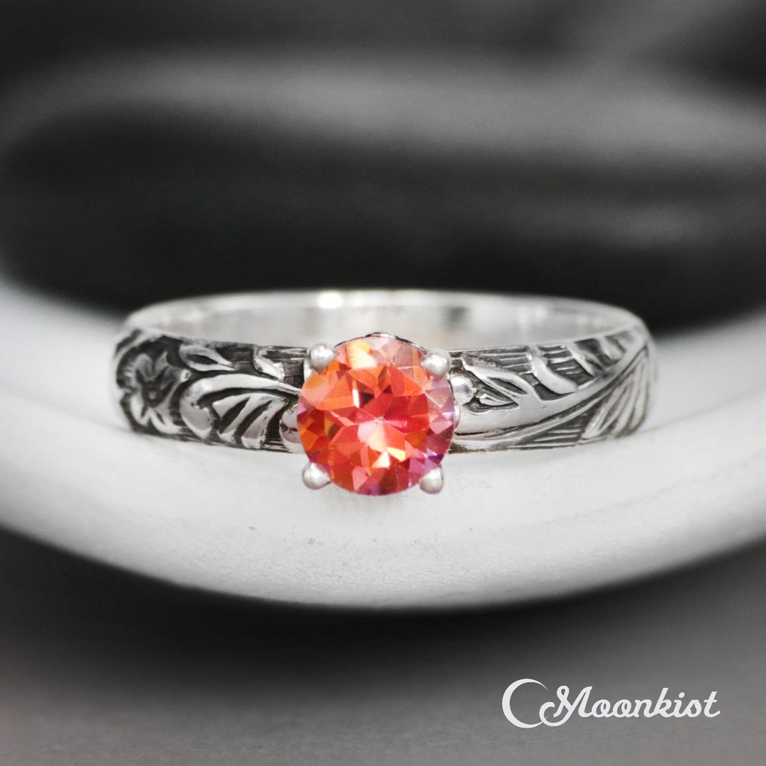 Size 8 Orange Topaz Engagement Ring, Sterling Silver Anastasia Topaz ...