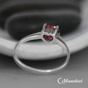 Sterling Silver Ruby Heart Ring Heart Engagement Ring Heart - Etsy