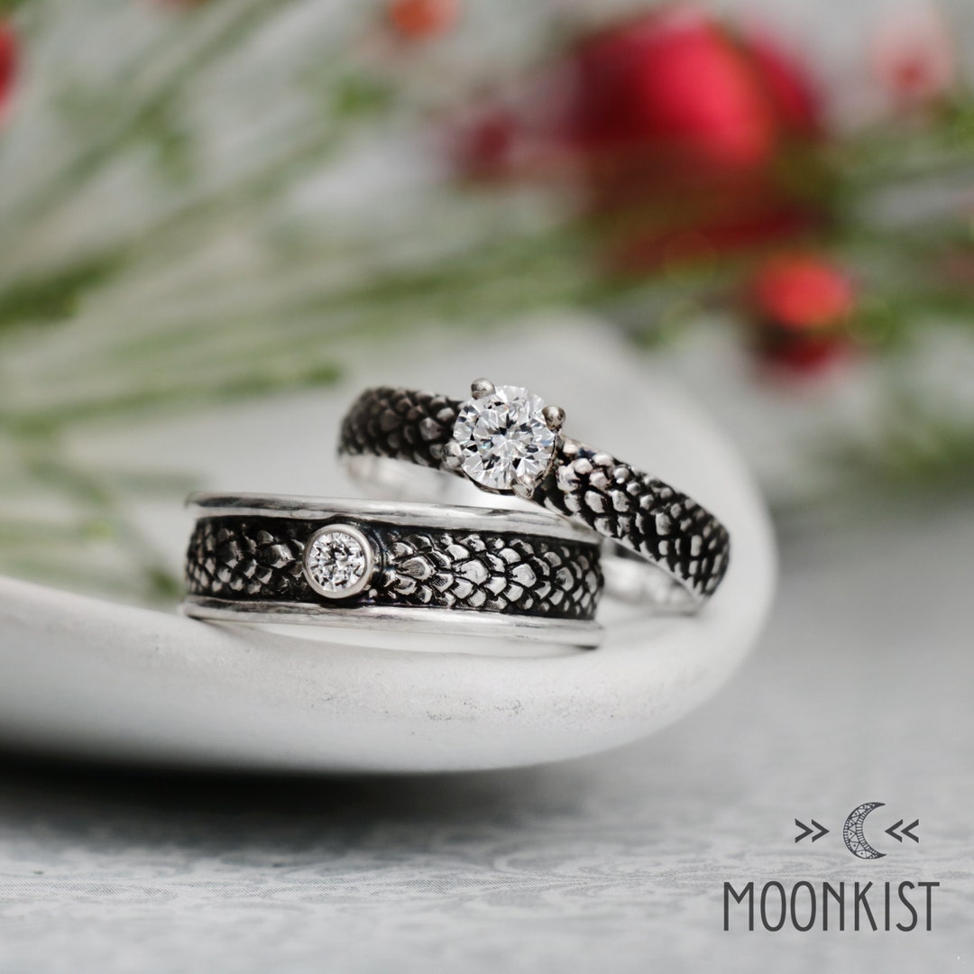 Matching Dragon Scales Rings Dragon Engagement Rings for - Etsy