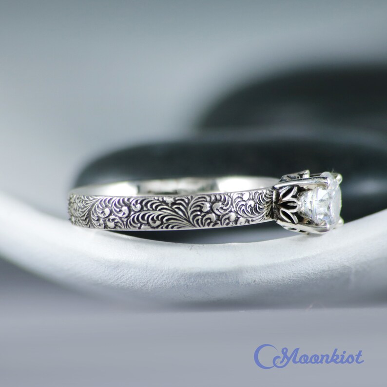 Women's Fern Engagement Ring Sterling Silver Nature | Etsy