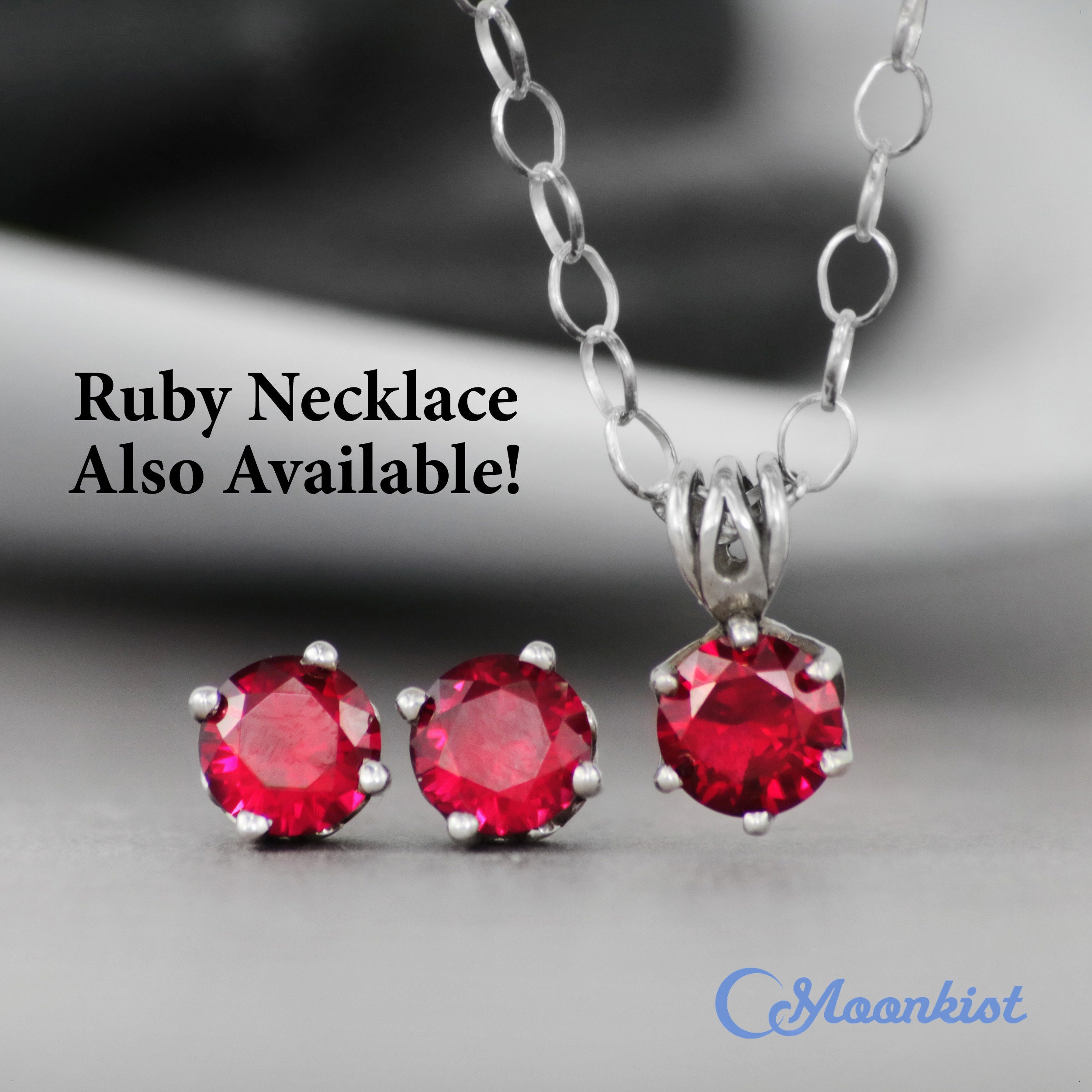 Deep Red Ruby Stud Earrings for Women Sterling Silver Ruby | Etsy