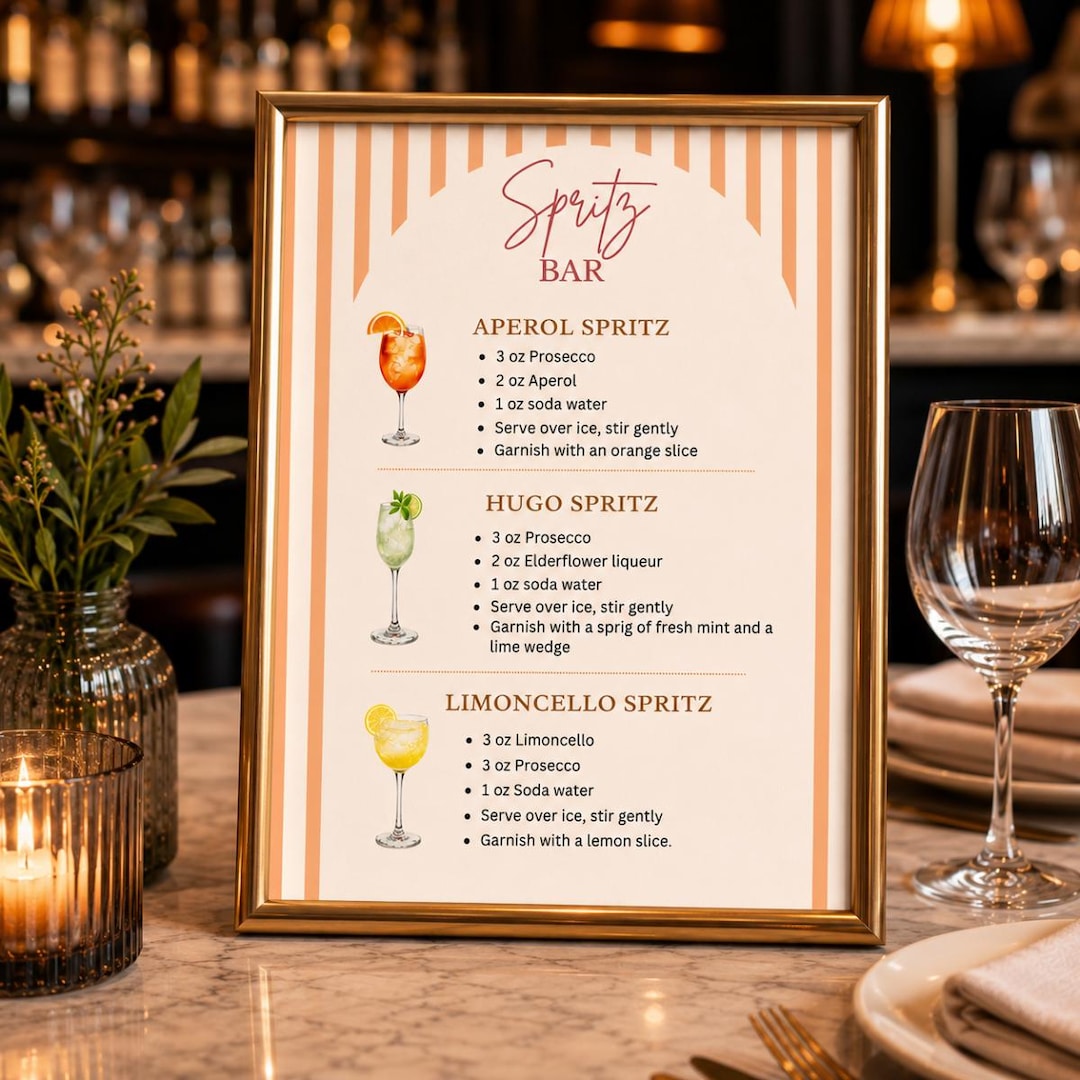 Spritz Bar Sign Template – Editable Aperol Cocktail Menu (digital ...