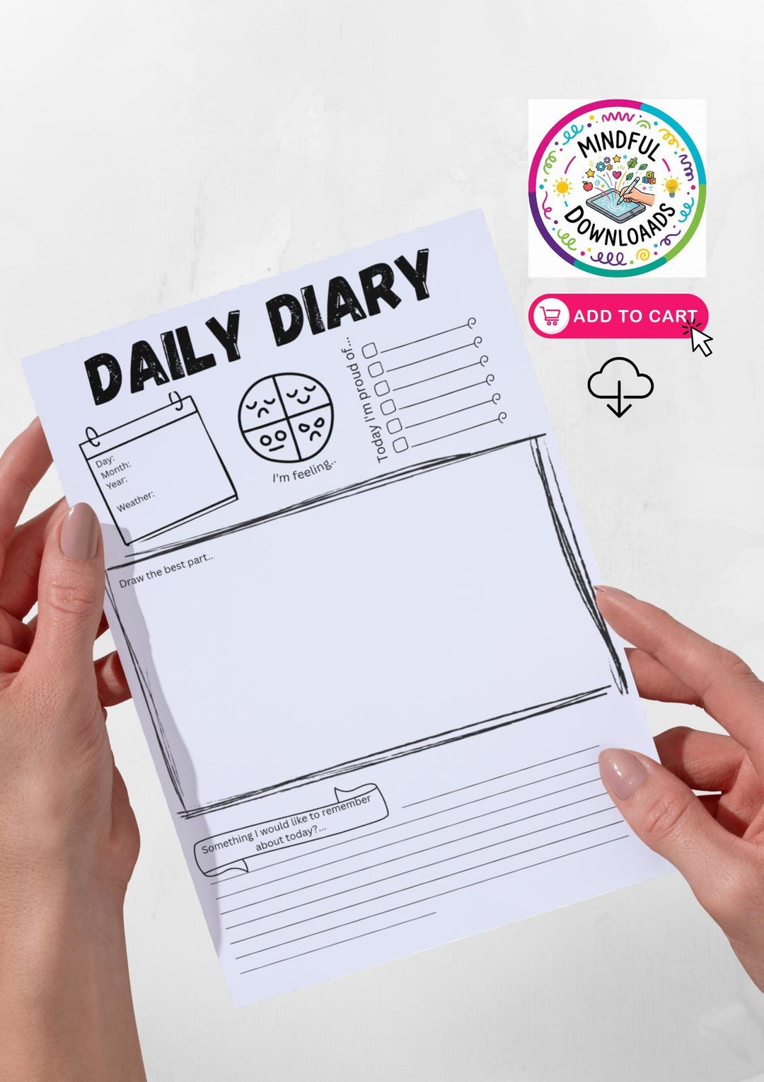 Kids Daily Diary – A4 Printable Page | Neurodiversity-friendly Mood ...