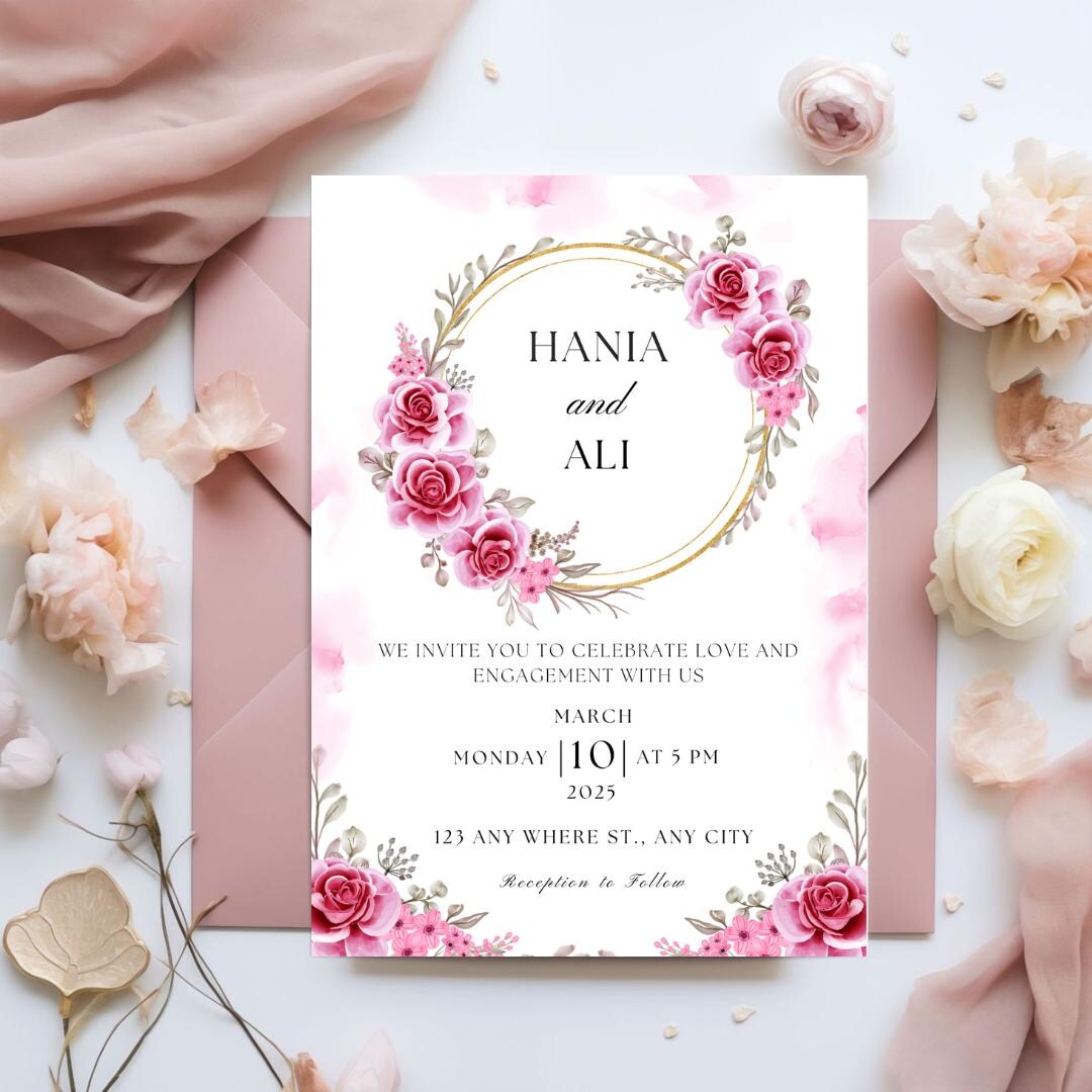 Floral Muslim Wedding Invitation | Nikkah & Walima Template (canva ...