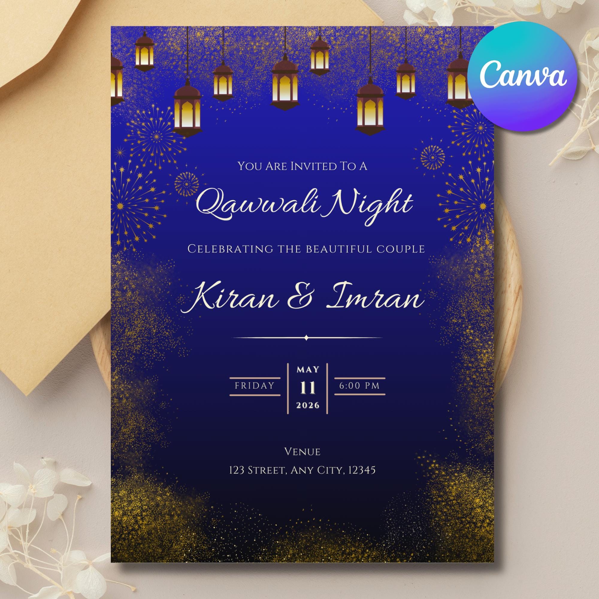 Blue & Gold Qawwali Night Video Invitation: Pakistani Sufi Music Mehfil ...
