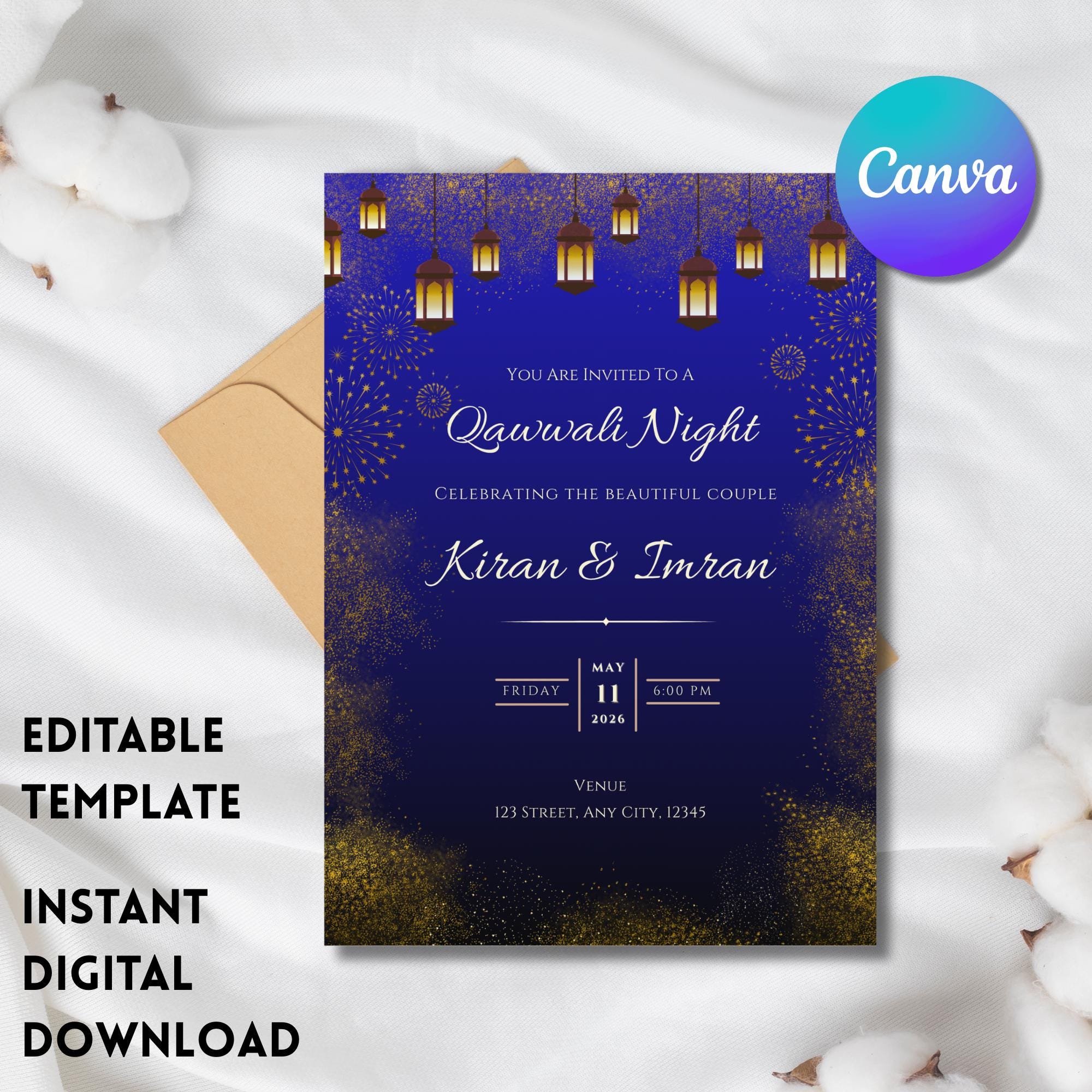 Blue & Gold Qawwali Night Video Invitation: Pakistani Sufi Music Mehfil ...