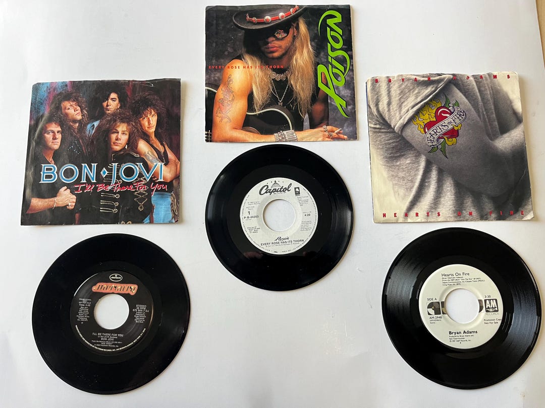 Poison Bon Jovi Bryan Adams Lot of 3 promo Copies Assorted 45rpm 7 ...