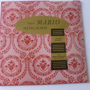 The Mario Singers From Mario's Restaurant, Denver Colorado Vinyl Record ...