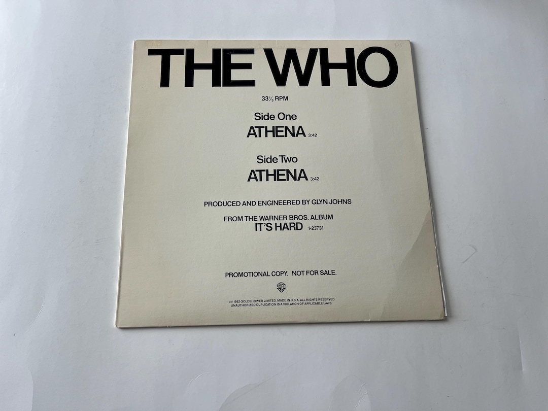 The Who - Athena Vinyl Record (1982 Promo Copy) - Etsy Österreich