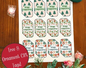 Merry Christmas Gift Tags Printables Retro Christmas Set of 3 Red and ...
