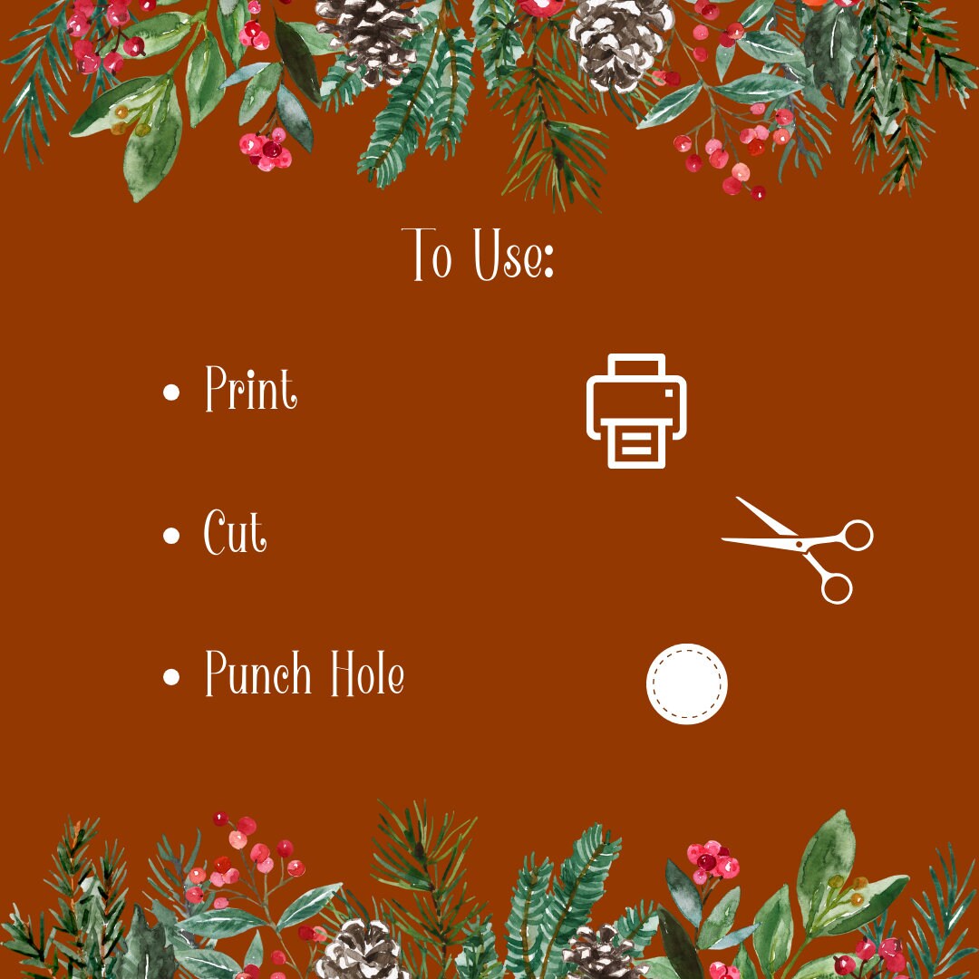 Merry Christmas Gift Tags Printables Retro Christmas Set of 3 Red and ...