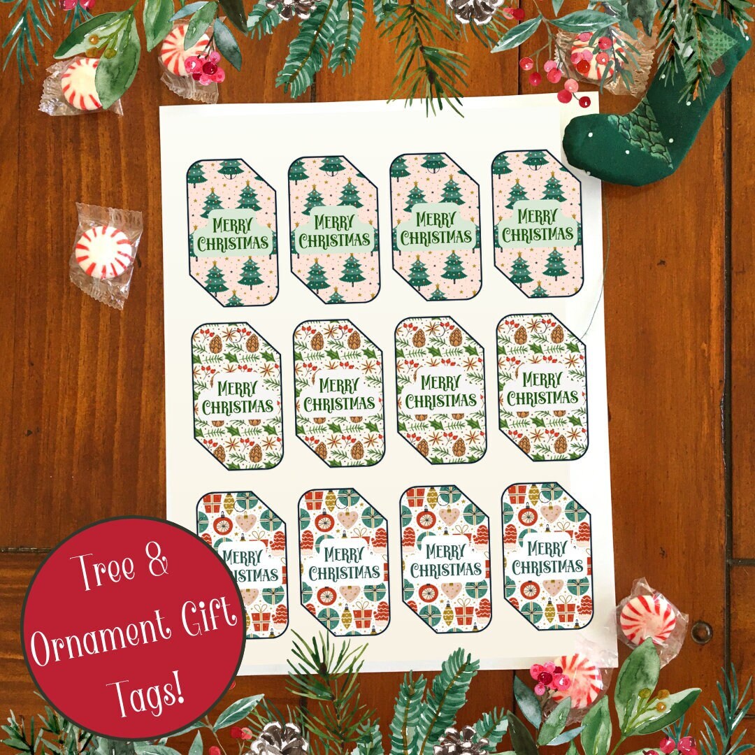 Merry Christmas Gift Tags Print at Home Set of 3 Christmas Tree and ...