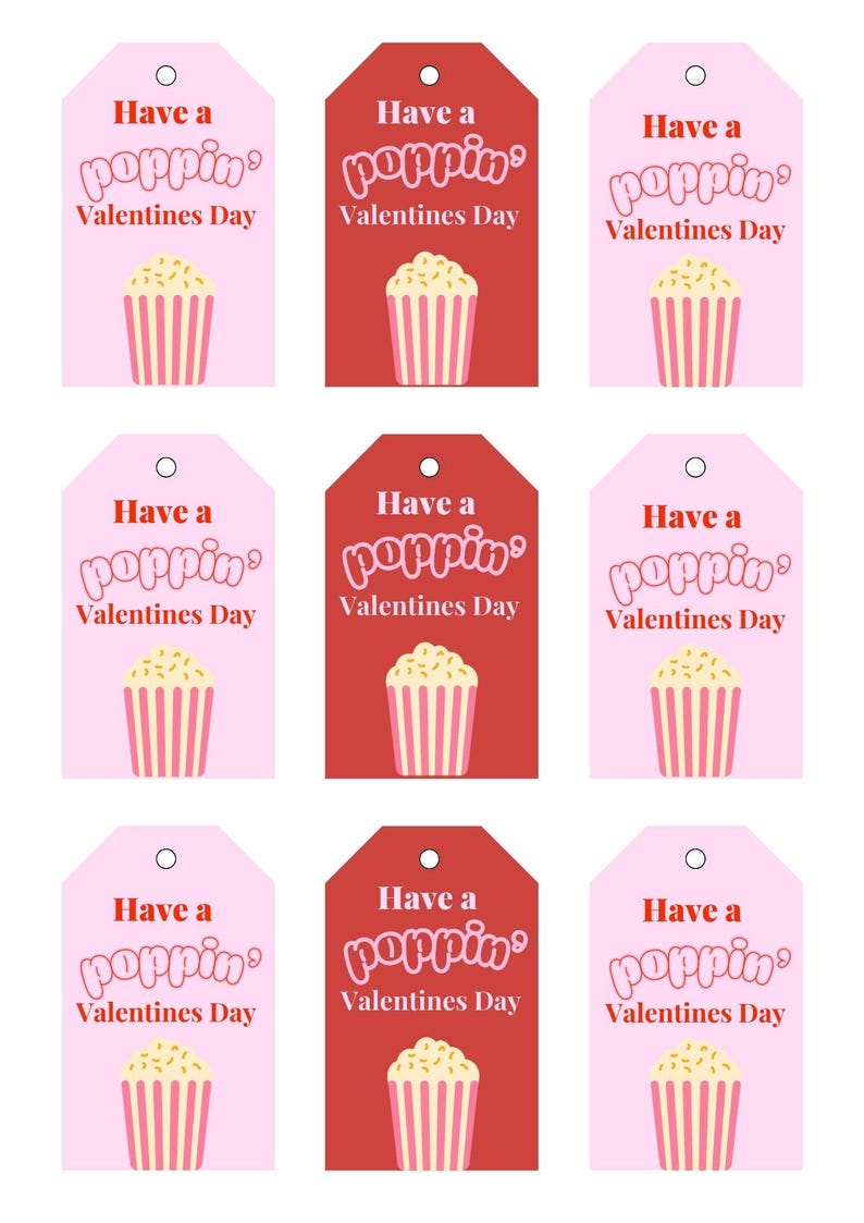 Have a Poppin’ Valentine Gift Tags | Popcorn Valentine Printable | Kids ...