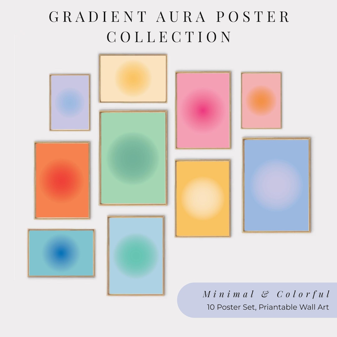 Colorful Aura Poster Bundle: Abstract Energy Art Prints, Boho Decor ...