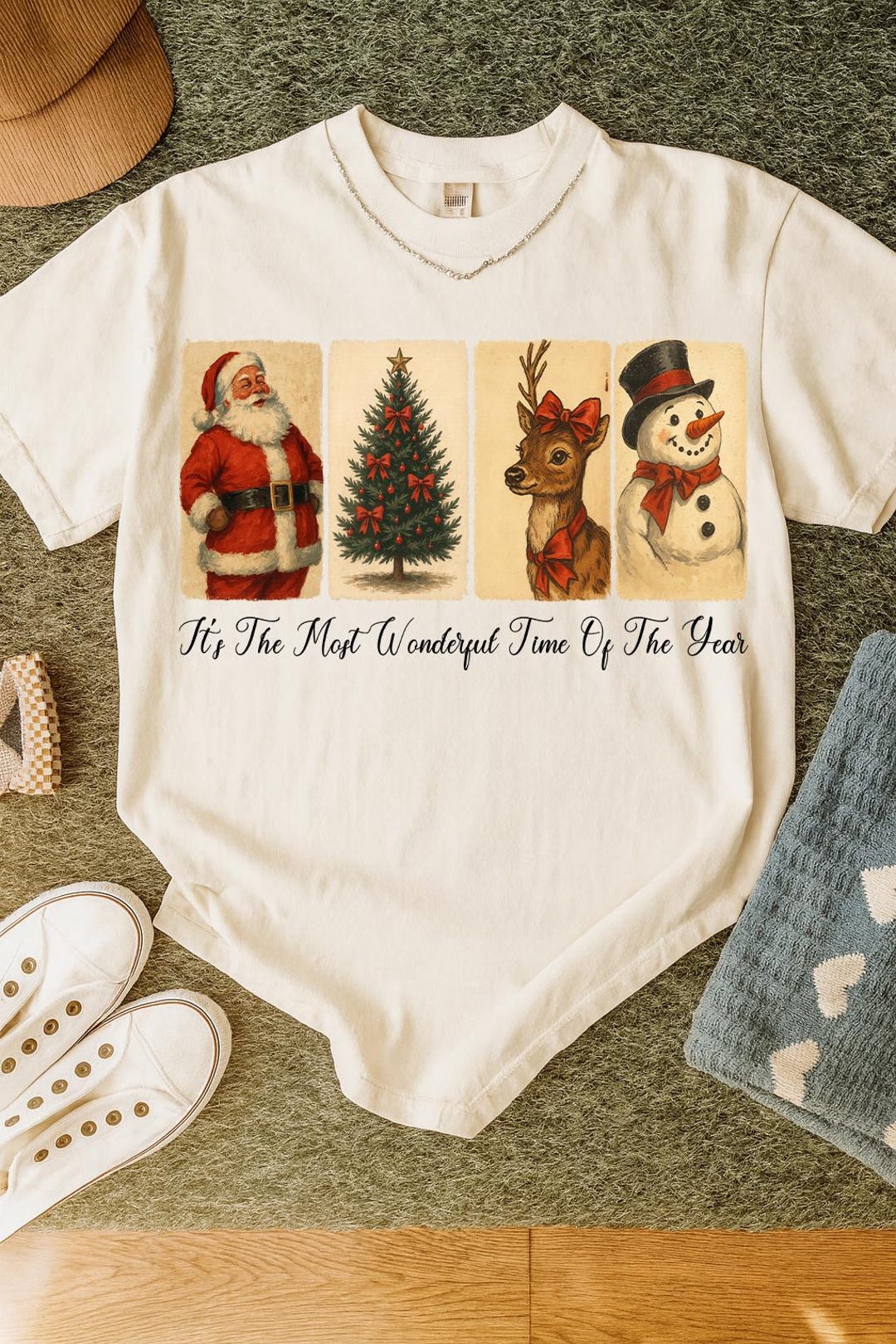 Vintage Christmas PNG Bundle: Santa, Snowman, Reindeer Designs - Etsy