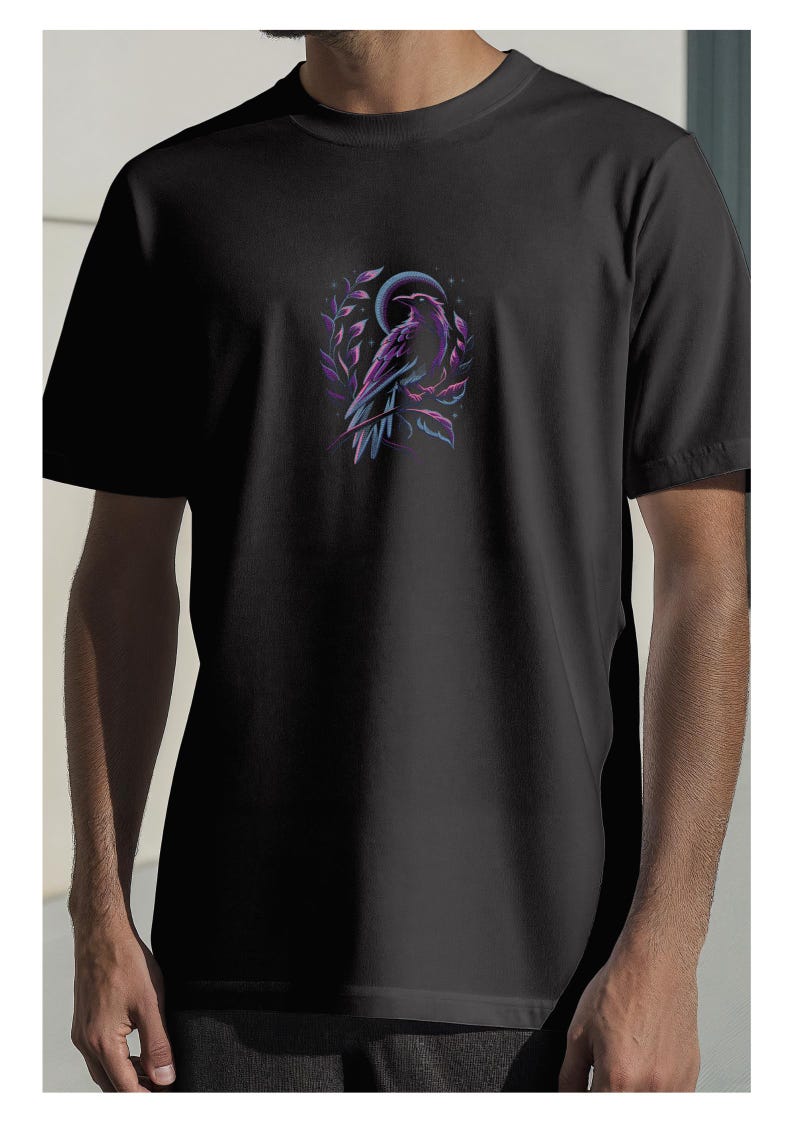 Mystical Raven Embroidery Design - Celestial Crow With Moon & Leaves ...