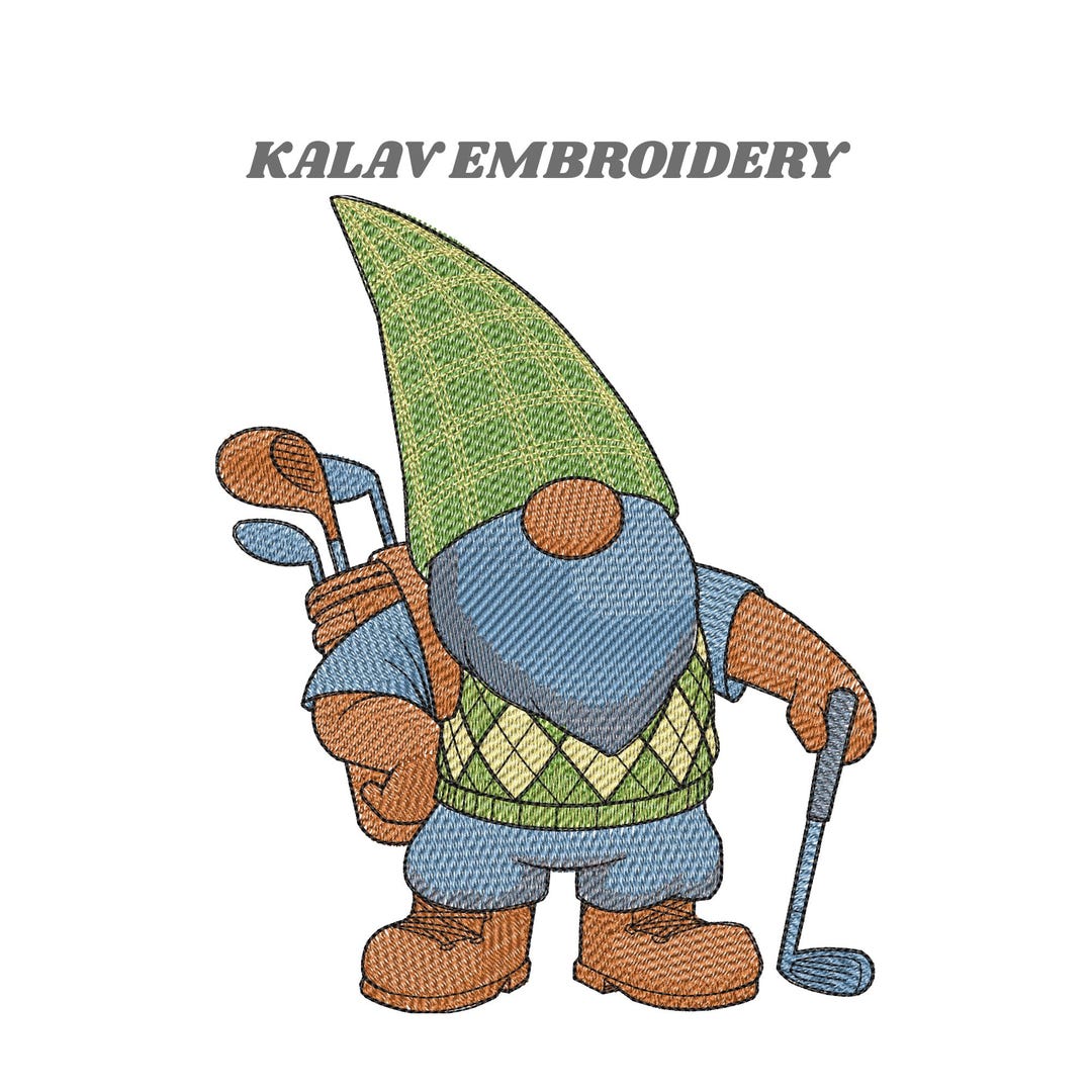 Golfing Gnome Embroidery Design - Sport Gnome Digitized File(digital ...