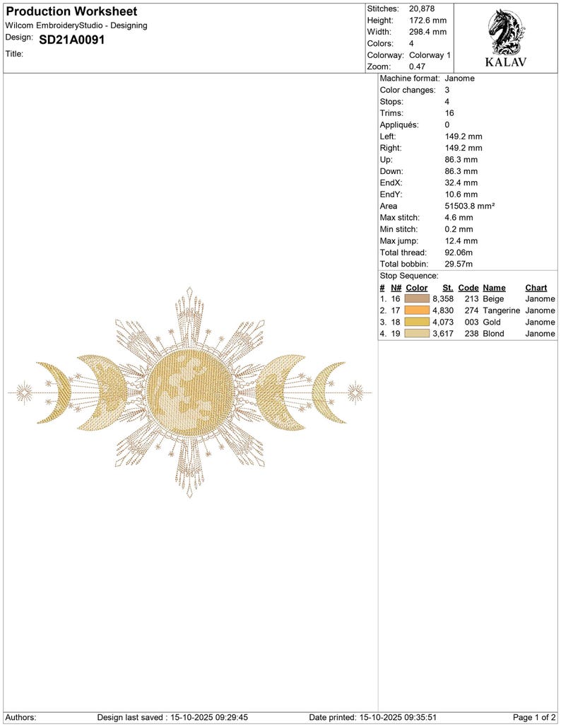 Triple Moon Goddess Embroidery File - Golden Space Art, Moon Phases ...