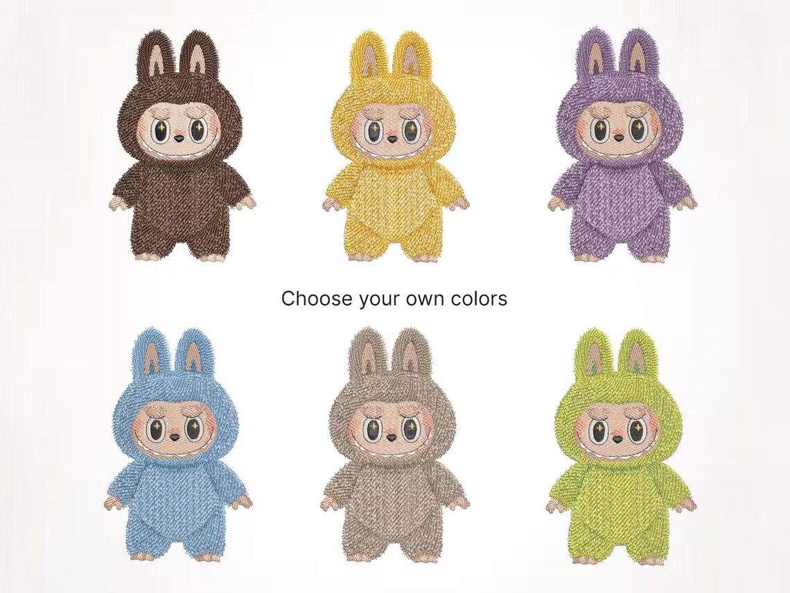 Labubu Embroidery Design: Furry Animal Costume (digital File, 4-6 Inch ...