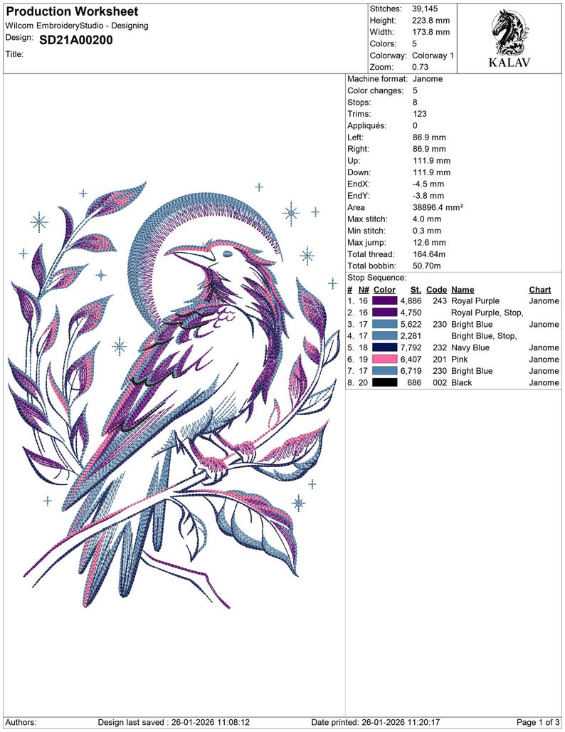 Mystical Raven Embroidery Design - Celestial Crow With Moon & Leaves ...