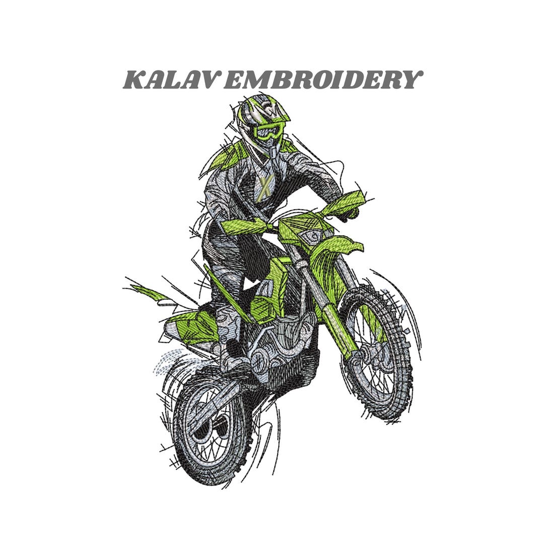 Dirt Bike Embroidery Design, Motocross Sketch Digital File, Extreme ...