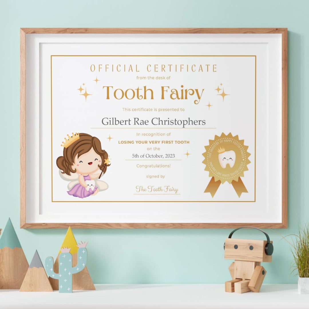 Printable First Tooth Fairy Certificate | Editable Tooth Fairy ...