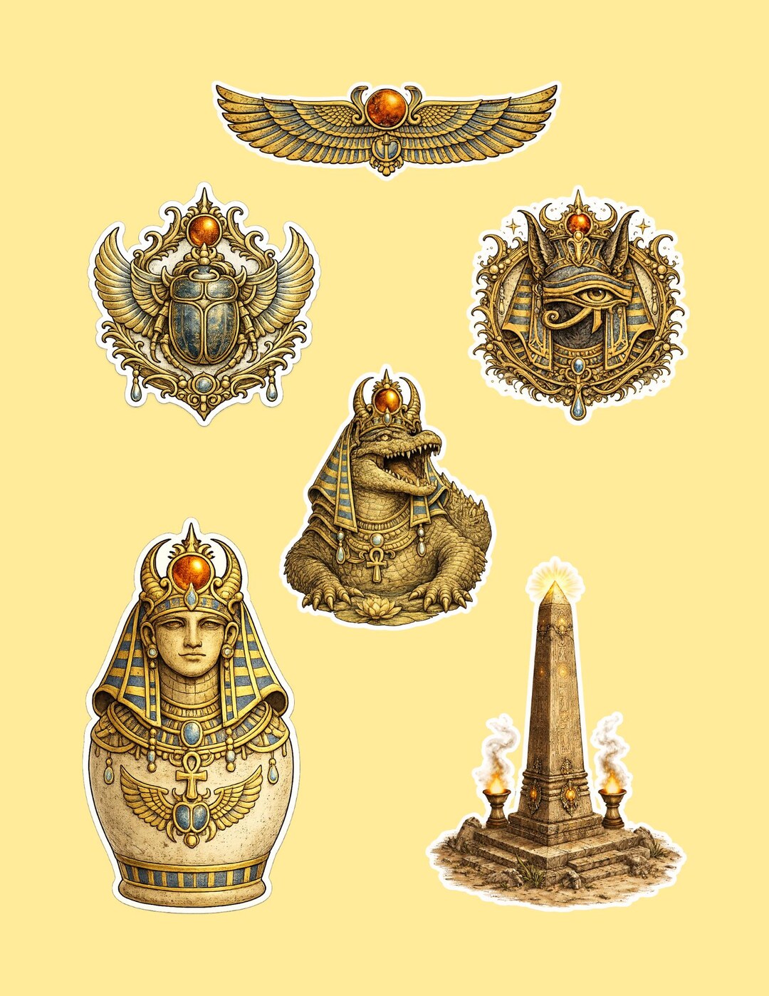 Medieval Egyptian Stickers | Gothic Fantasy Art, Laptop Decals (6-piece ...