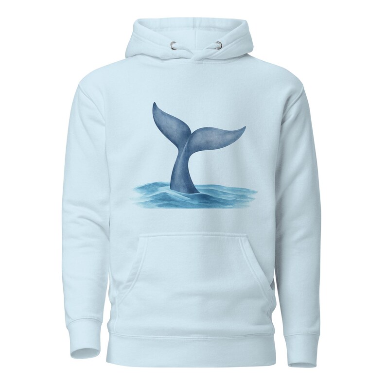 Watercolor Whale Tail Hoodie: Ocean Inspired Cotton Blend Sweatshirt - Etsy