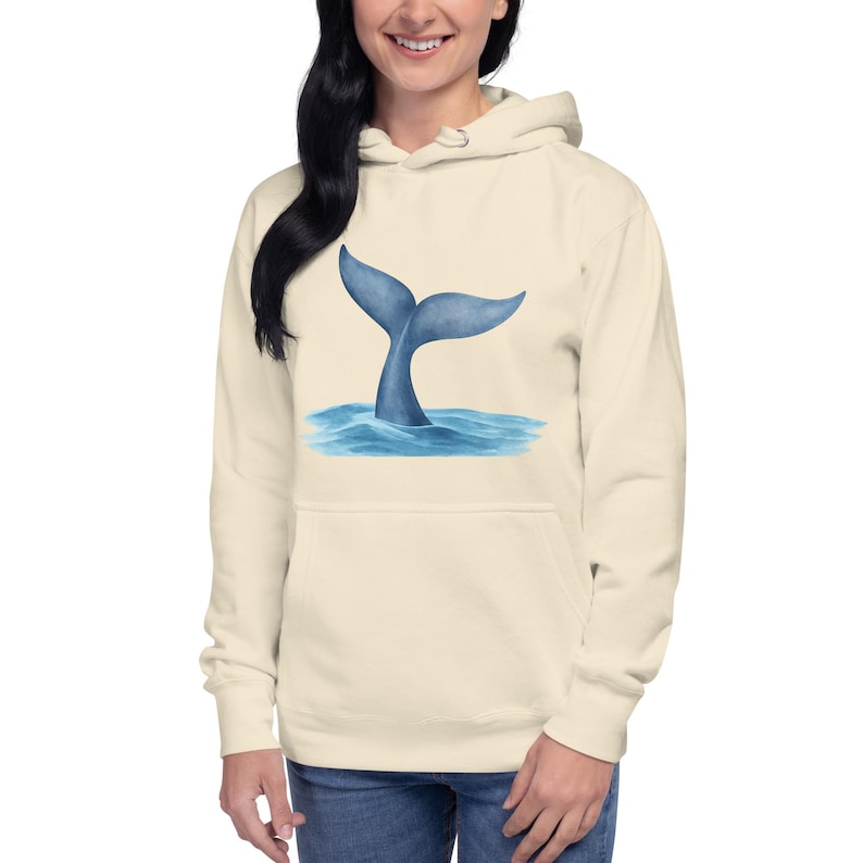 Watercolor Whale Tail Hoodie: Ocean Inspired Cotton Blend Sweatshirt - Etsy