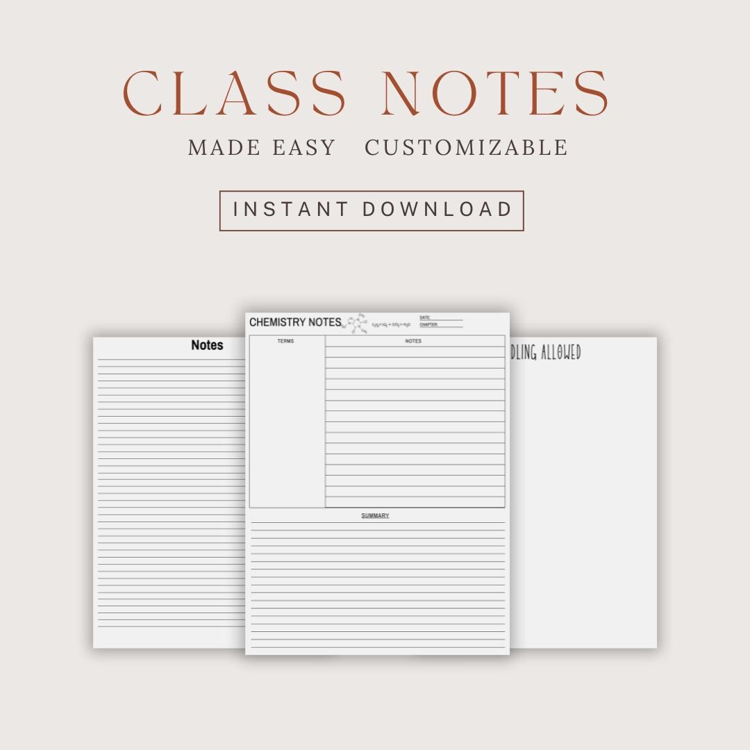 Cornell Style Digital Sheets Printable Study Notes for Goodnotes 8,5x11 ...