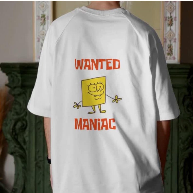Funny Wanted Maniac Spongebob Parody | Cartoon Meme T-shirt, Coffee Mug ...