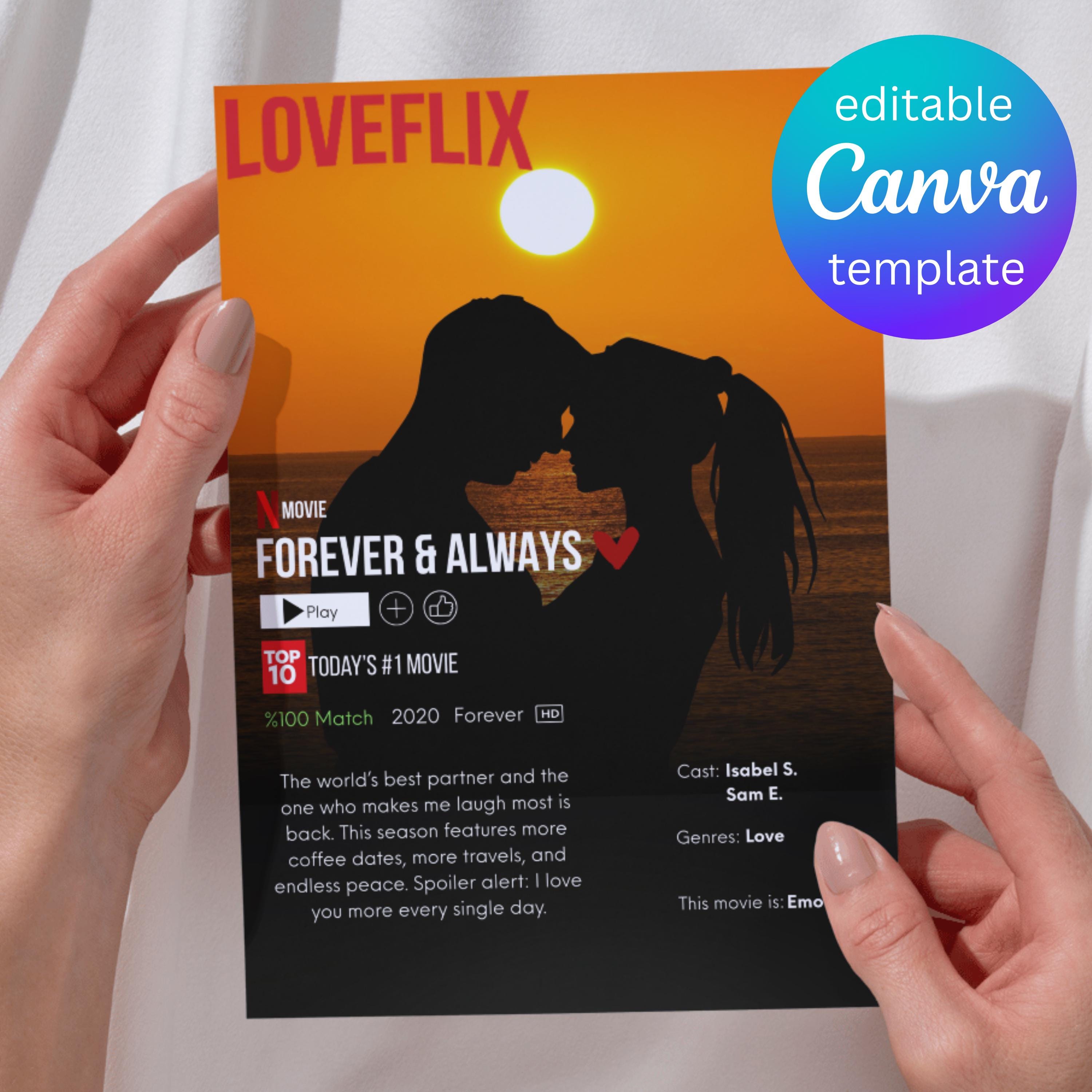 Personalized Valentines Day Gift for Him, Loveflix Custom Movie Poster ...