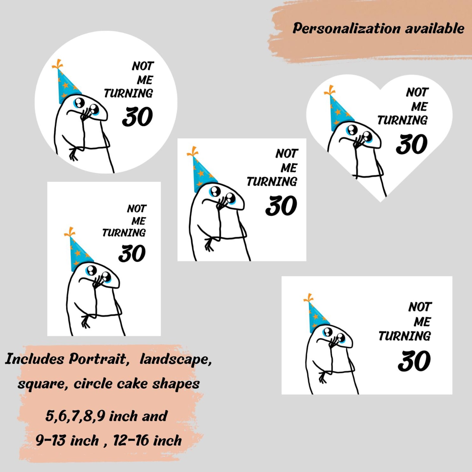 Funny "not Me Turning 30" Cake Topper – Humorous Birthday Sticker ...