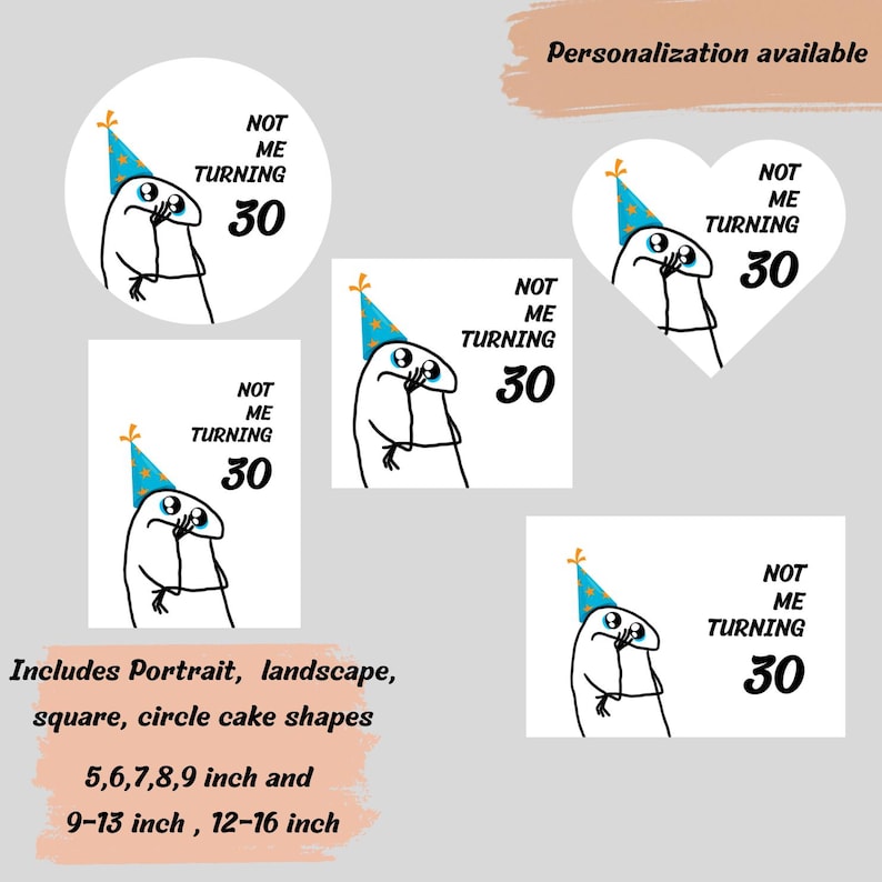 Funny "not Me Turning 30" Cake Topper – Humorous Birthday Sticker ...