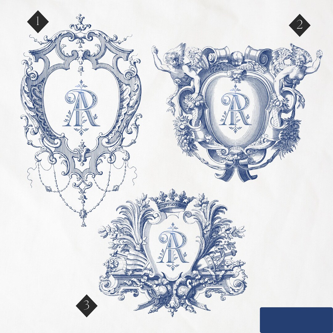 Custom Monogram Crest Logo | Personalized Floral Frame With Initials ...