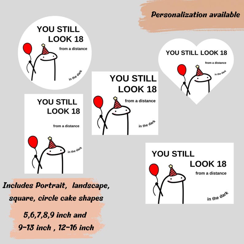 Funny Birthday Cake Topper – "you Still Look 18" Humorous Design ...
