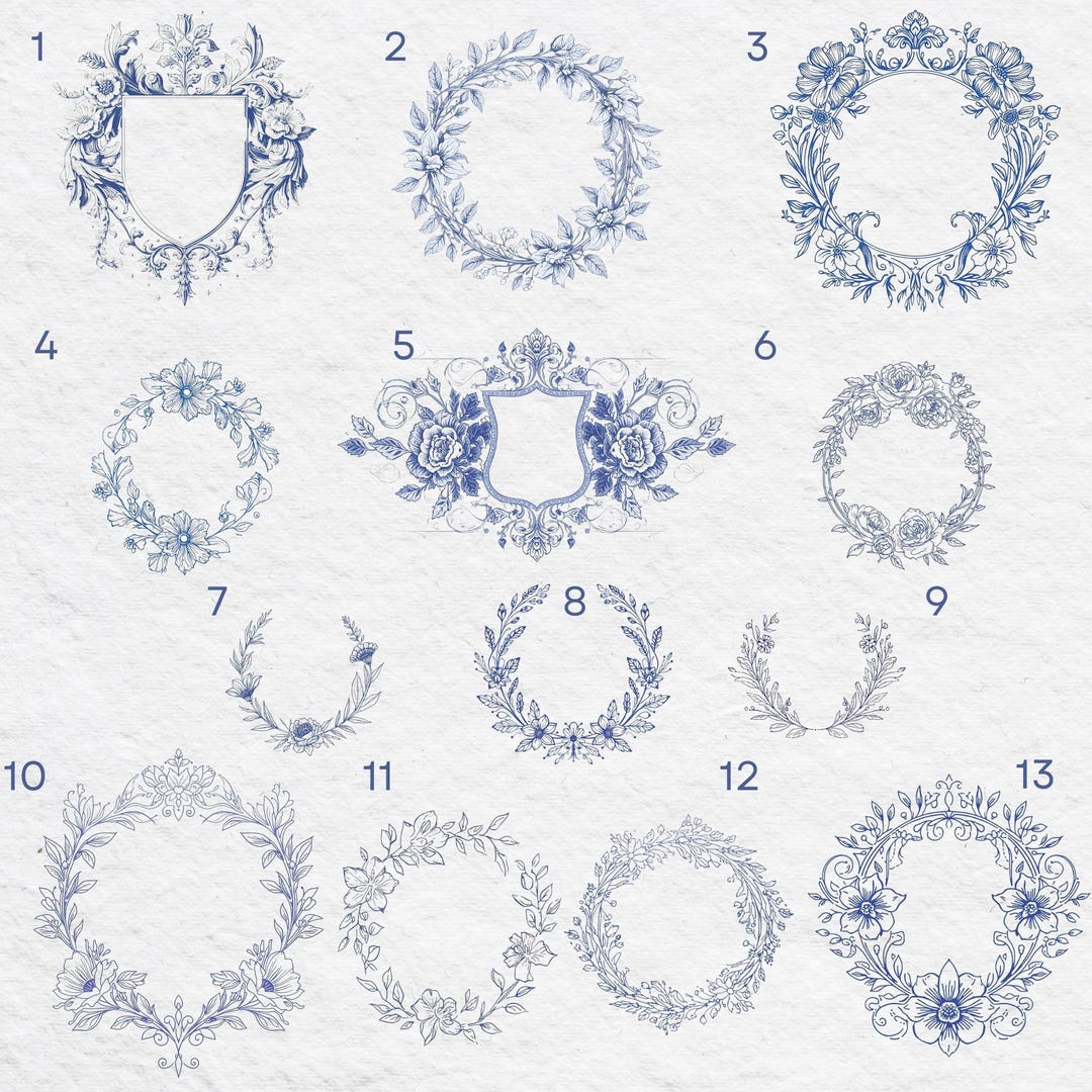 Custom Monogram Crest Logo | DIGITAL FILE | Personalized Floral Frame ...