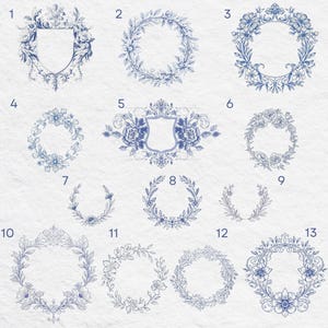 Custom Monogram Crest Logo | DIGITAL FILE | Personalized Floral Frame ...