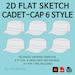 Cadet Cap Flat Sketch Template: 6 Military Styles (AI, PDF, PNG Digital ...