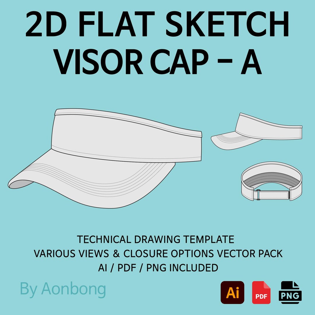Visor Cap Flat Sketch Template : A Type (AI, PDF, PNG Digital Download ...