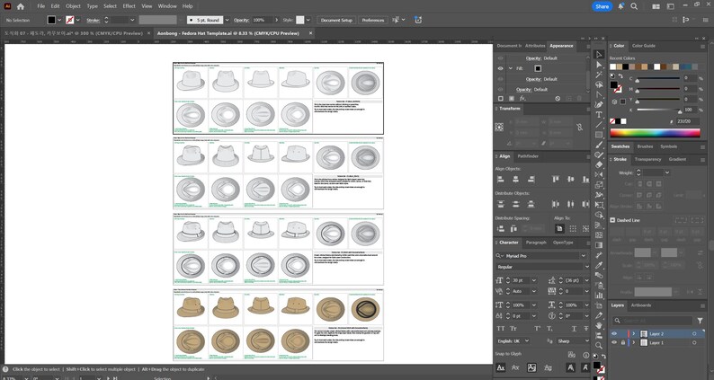 Fedora Hat Flat Sketch Template: 6 Views, 4 Crown Styles (digital ...