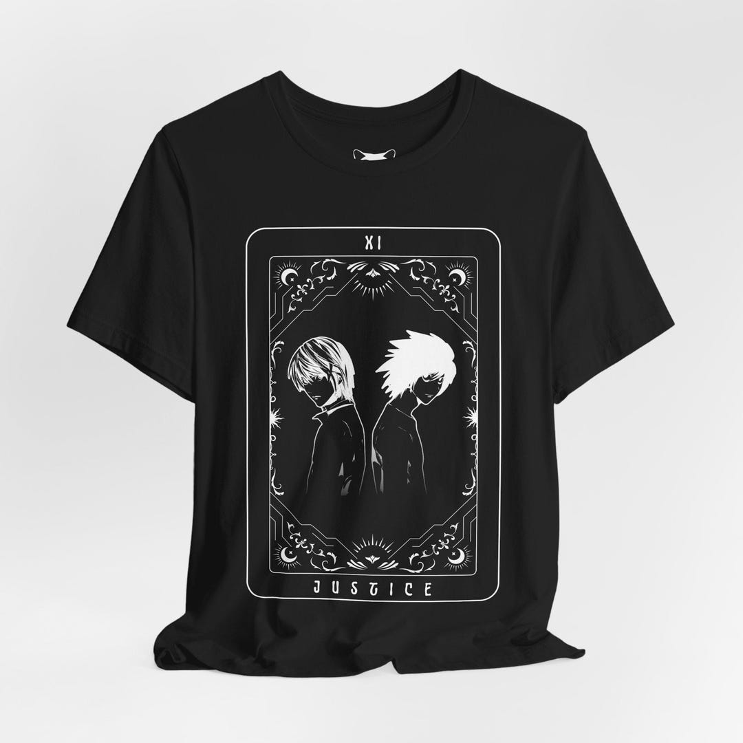 Death Note Justice Tarot Card Tee, Anime Unisex Tee, Nerdy Tee, Light ...