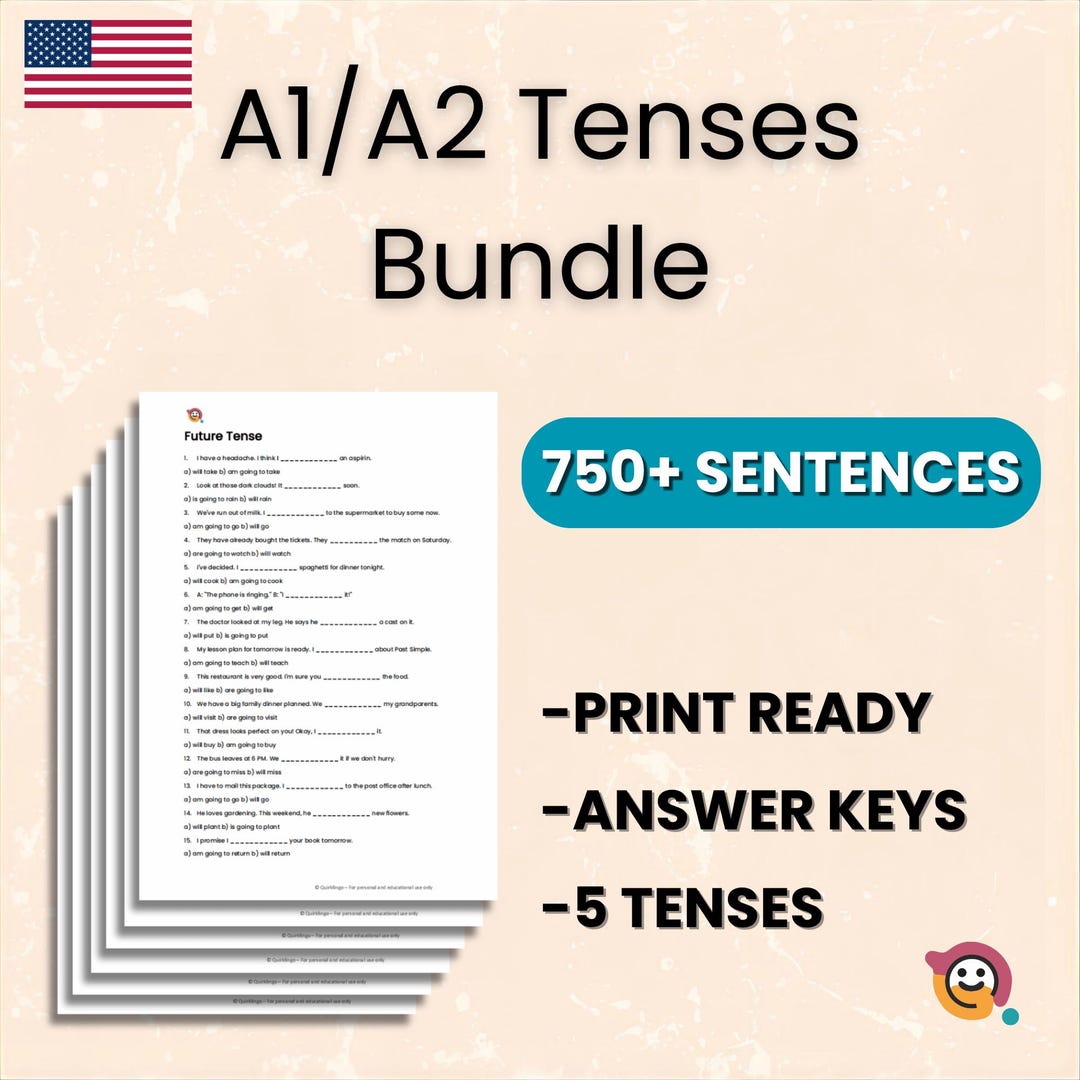 A1/A2 English Tenses Worksheets | Past, Present & Future Grammar ...