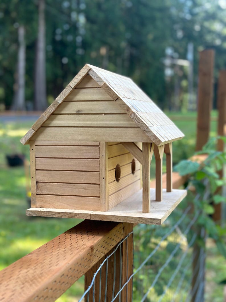 Rustic Cedar Birdhouse – Handmade Wooden Bird House With Dual Nesting ...