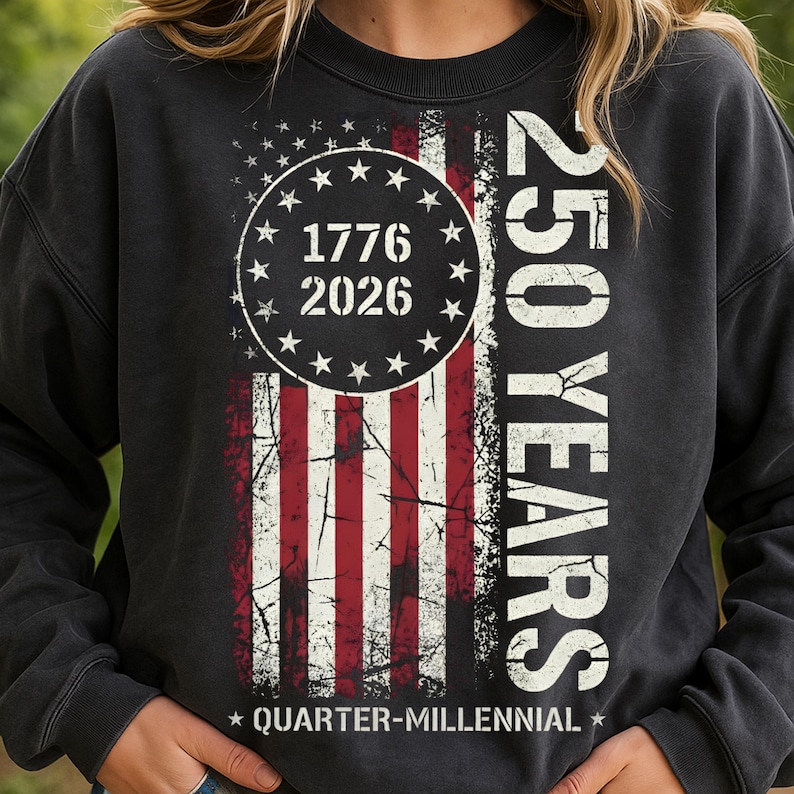 250th Anniversary PNG Quarter-millennial 1776-2026 US Flag Grunge ...