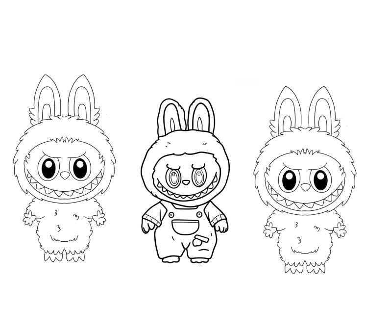 Labubu Coloring Book–24 Unique Printable Pages, Cute Labubu Coloring ...