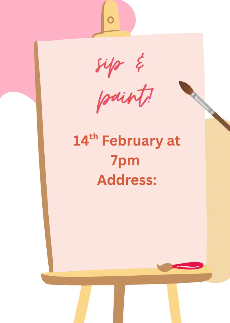 Animated Sip and Paint Invitation: Editable Canva Template (digital ...