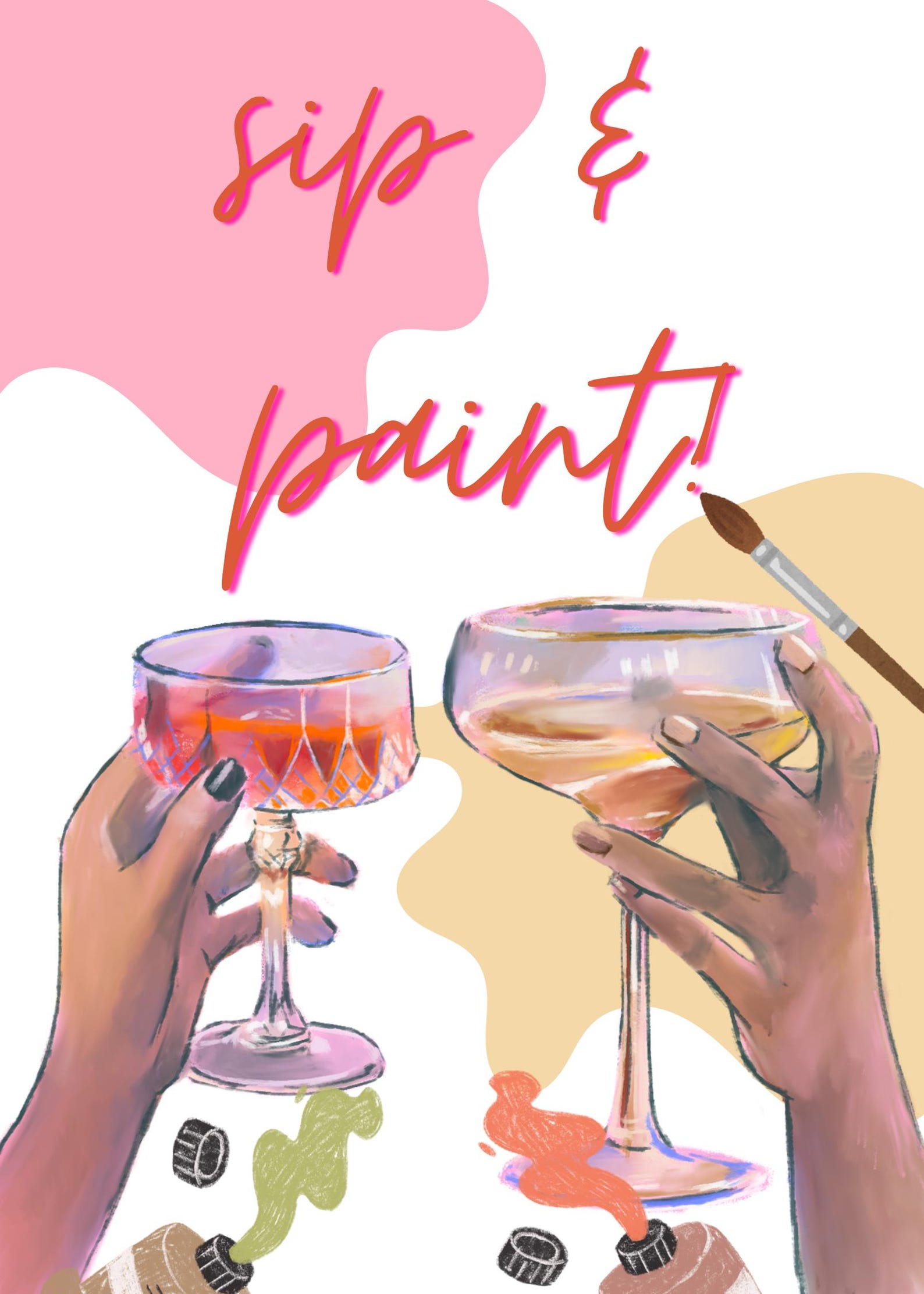 Animated Sip and Paint Invitation: Editable Canva Template (digital ...
